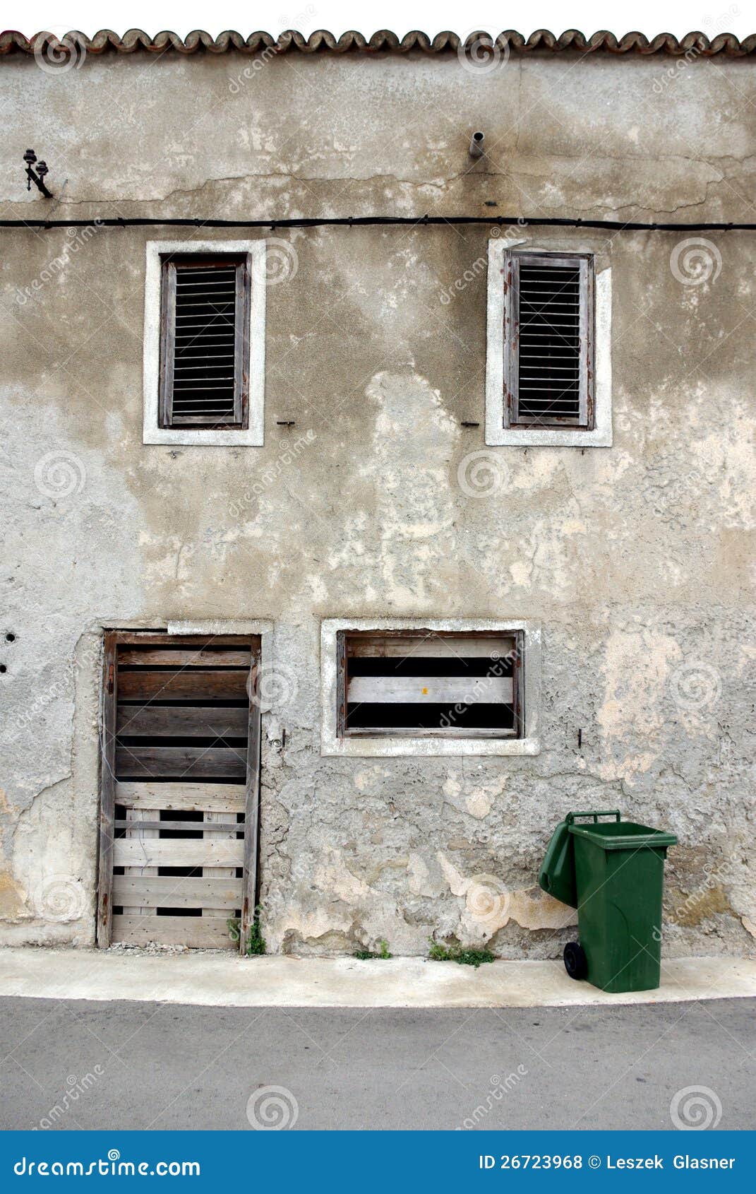 Old Abandoned Stone House in Front View Stock Photo - Image of obsolete ...