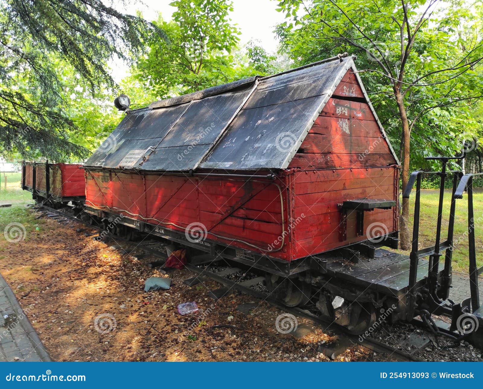 Old Abandoned Train Wagon in the Park Stock Image - Image of track ...