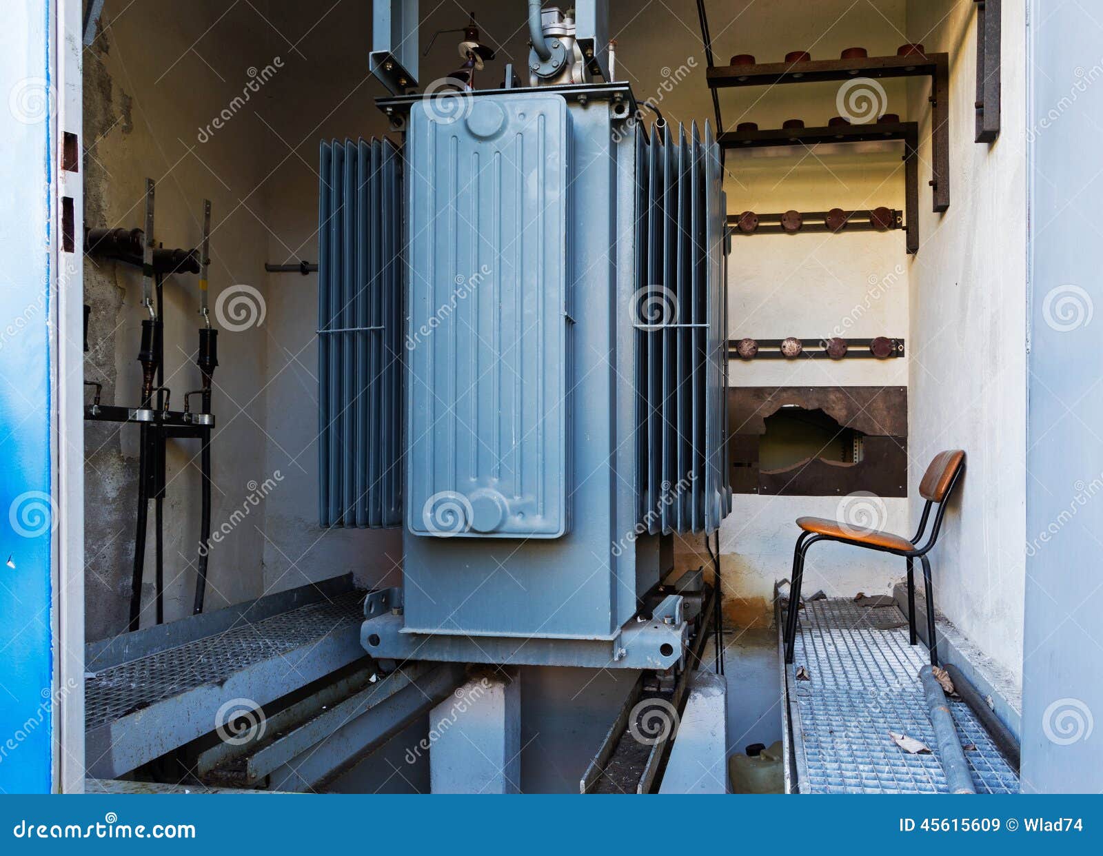 The Old Abandoned Transformer Station Is In The Forest. Rusty Trailer ...