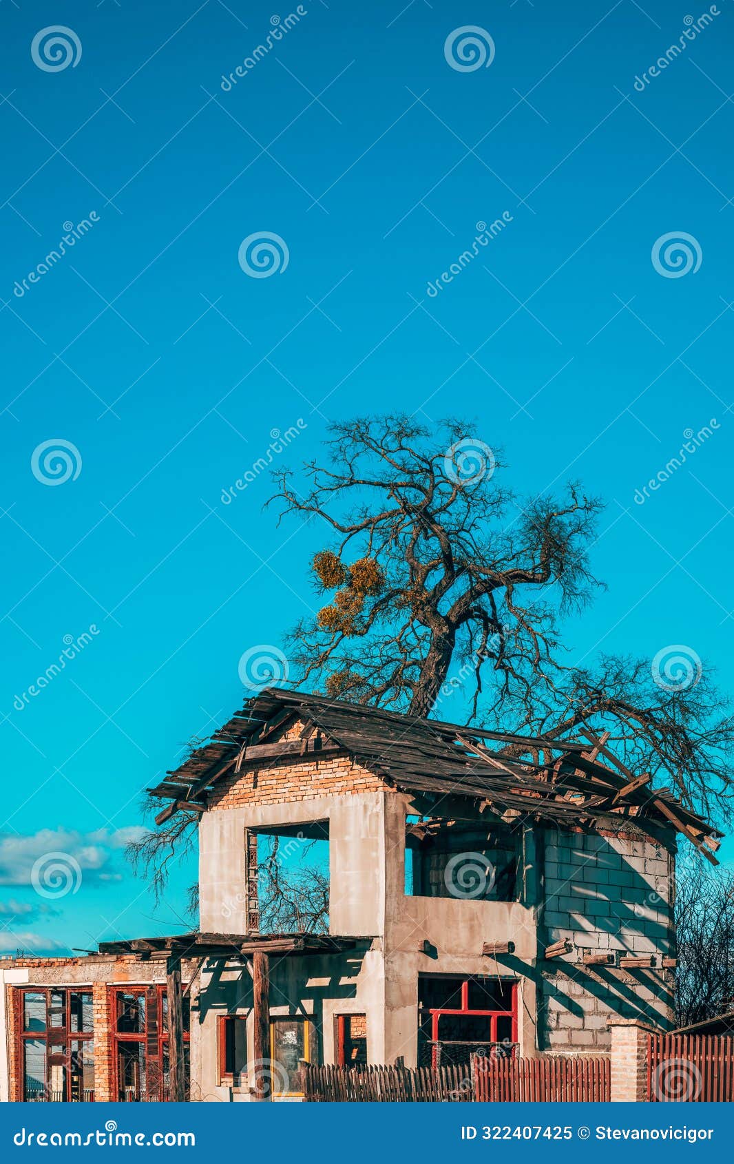 Unfinished House With Aerated Lightweight Concrete Walls And Wooden ...