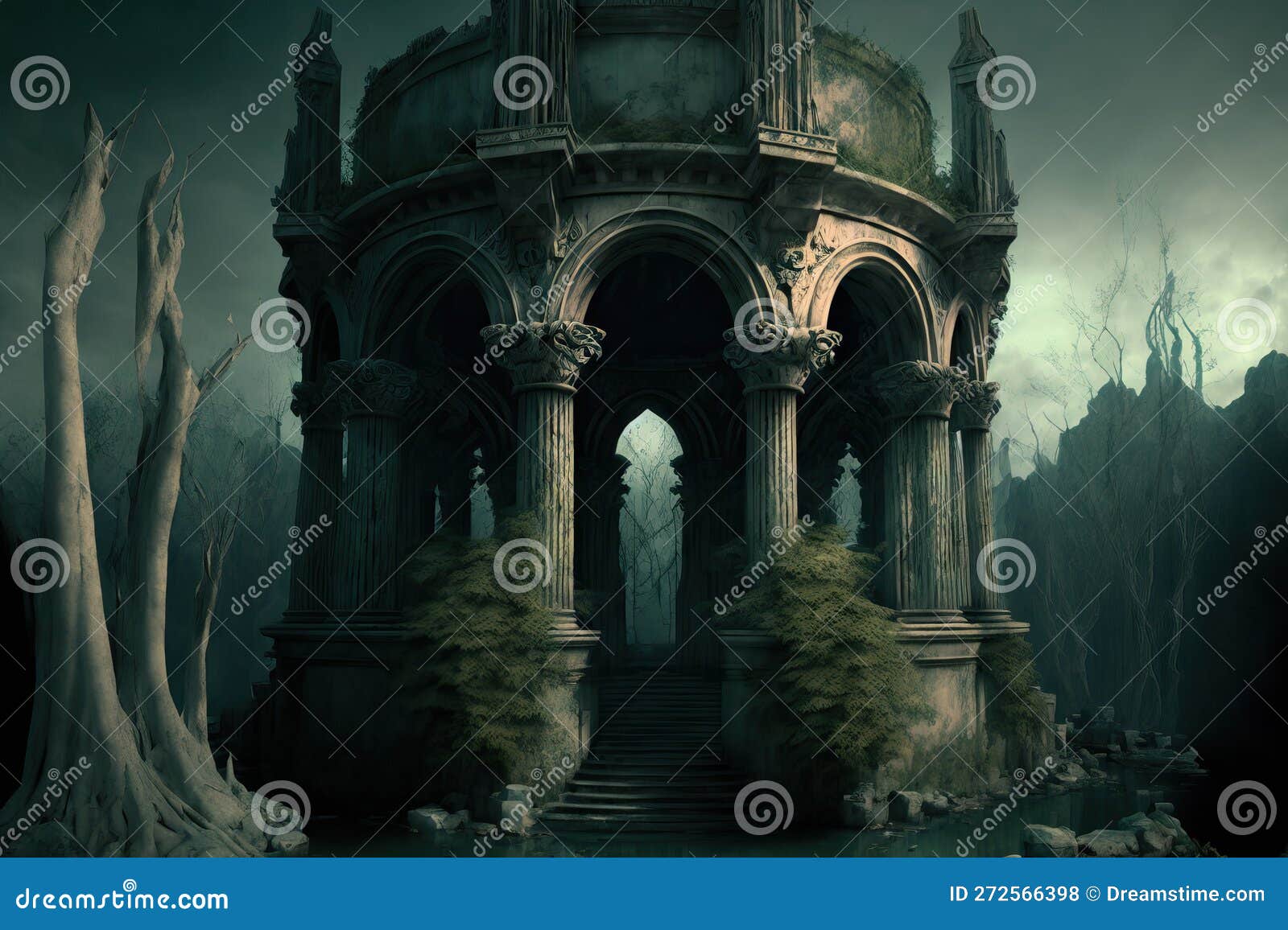 Old, Abandoned, and Unsettling Medieval Fantasy Temple Stock ...