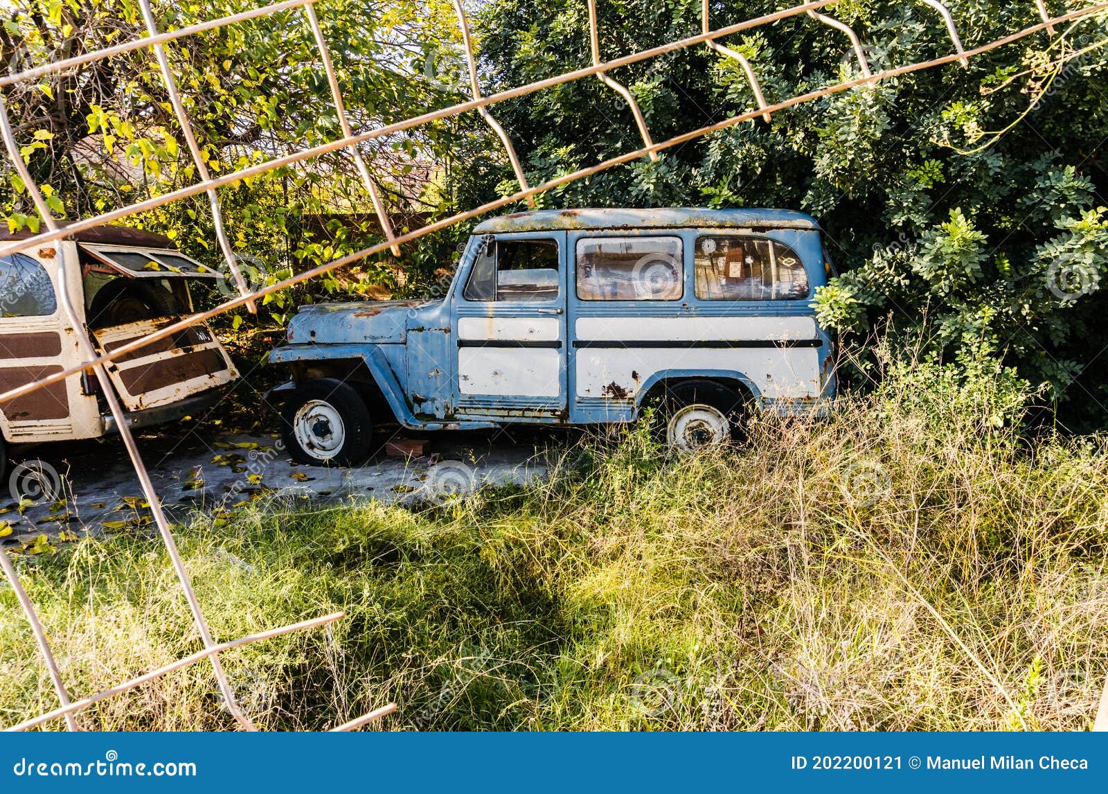 Old Abandoned Van in a House Garden Surrounded by Grass Stock Image ...
