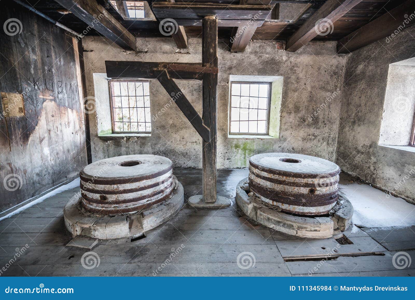 Old Abandoned Watermill Interior Stock Photo - Image of room, water ...
