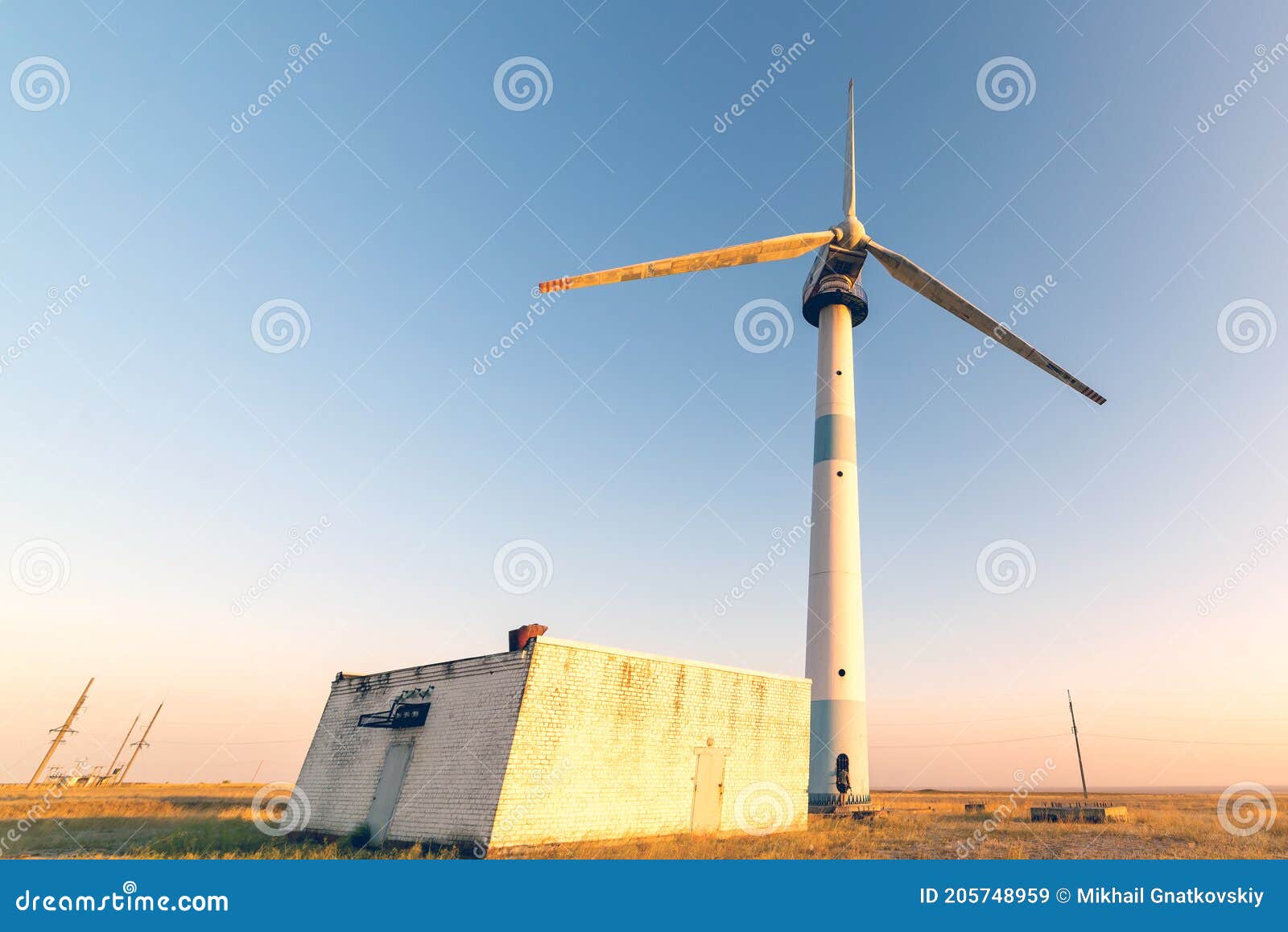 Old Abandoned Wind Turbines In The Desert Landscape Stock Image ...