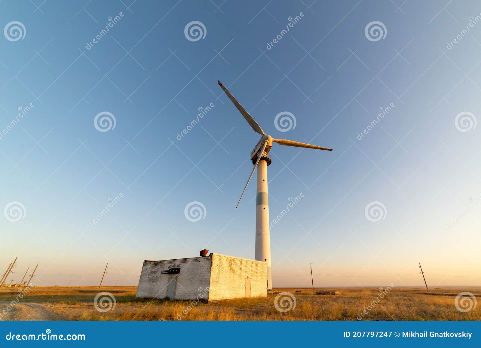 Old Abandoned Wind Turbines In The Desert Landscape Stock Photo ...