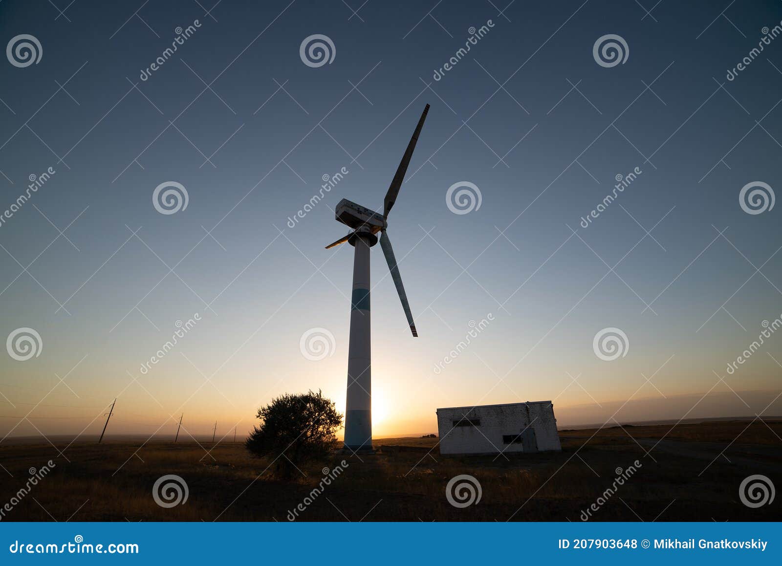 Old Abandoned Wind Turbines in the Desert Landscape Stock Photo - Image ...