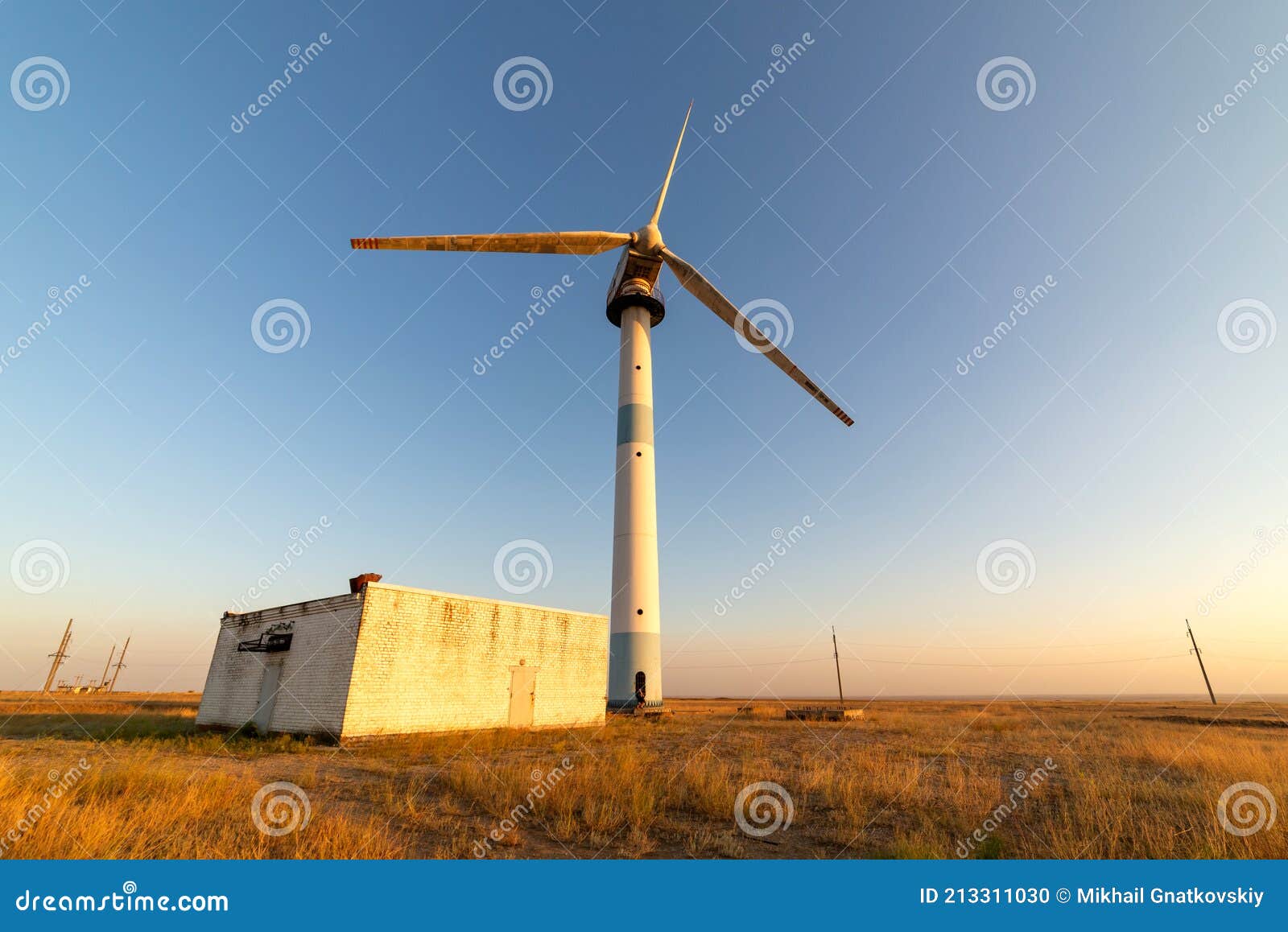 Old Abandoned Wind Turbines in the Desert Landscape Stock Photo - Image ...