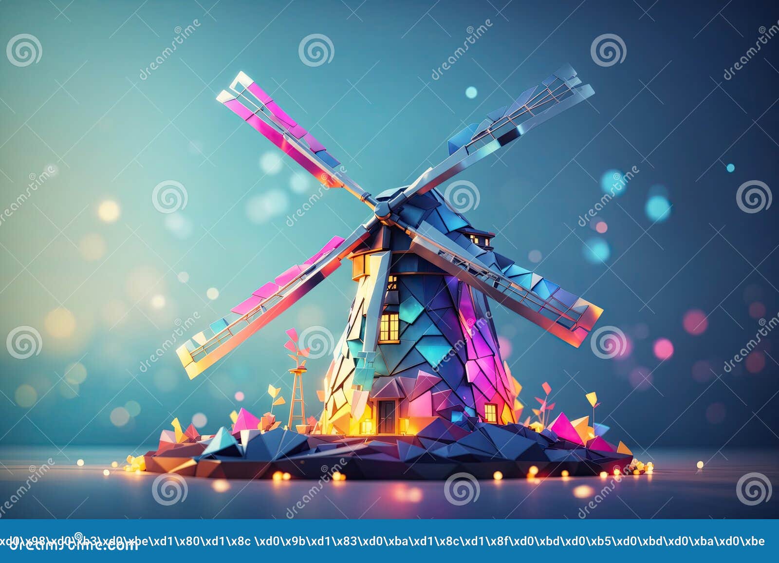Old Abstract Windmill, Energy Concept Stock Illustration - Illustration ...