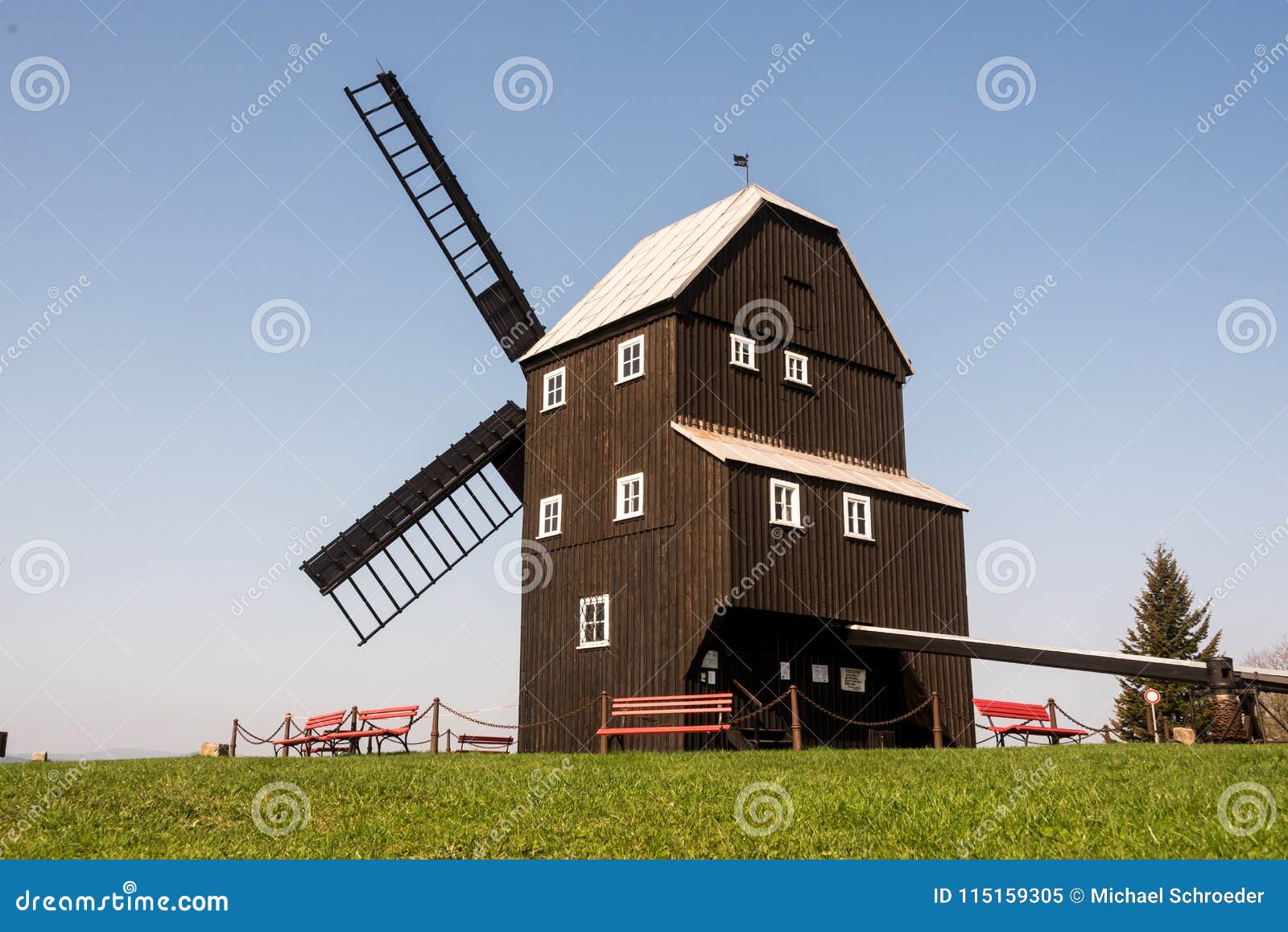 Old acient Post mill stock image. Image of lausitz, ancient - 115159305