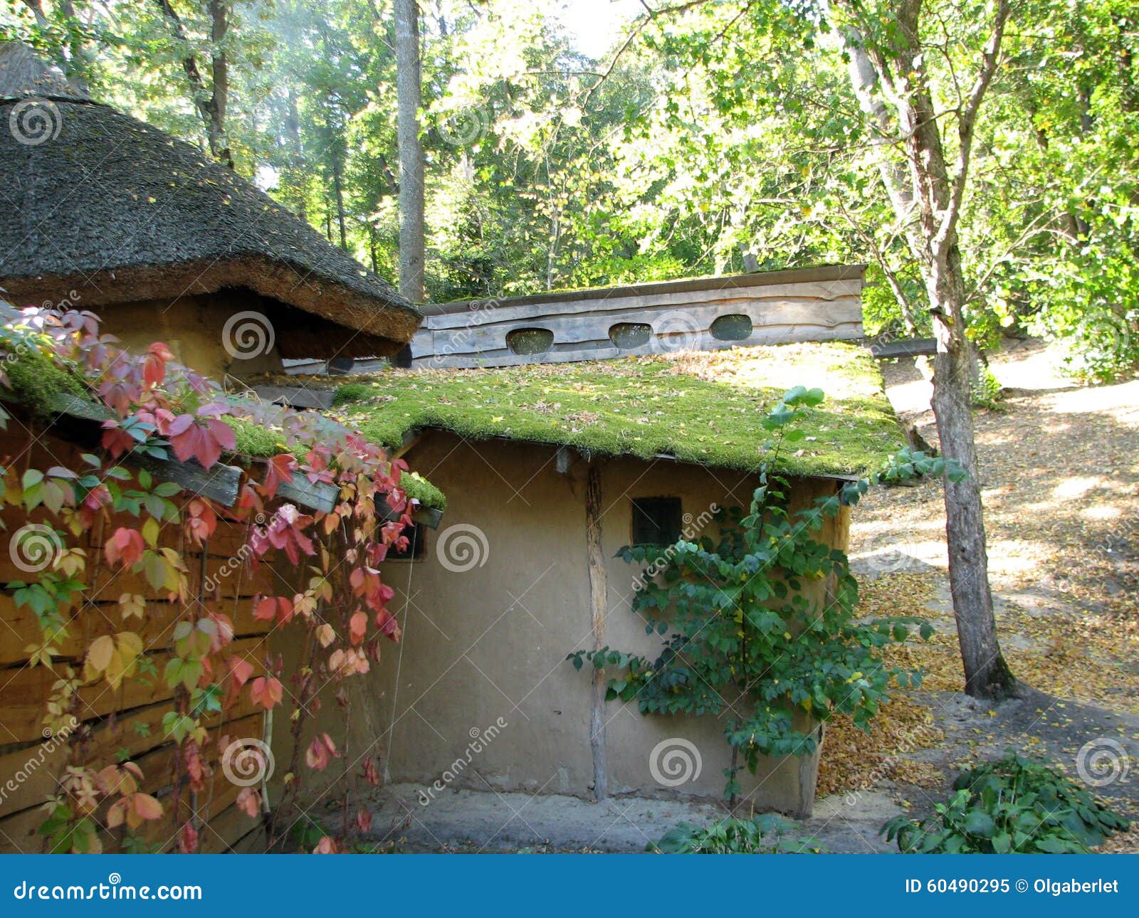 The Old Adobe House with a Thatched Roof Stock Image - Image of ...