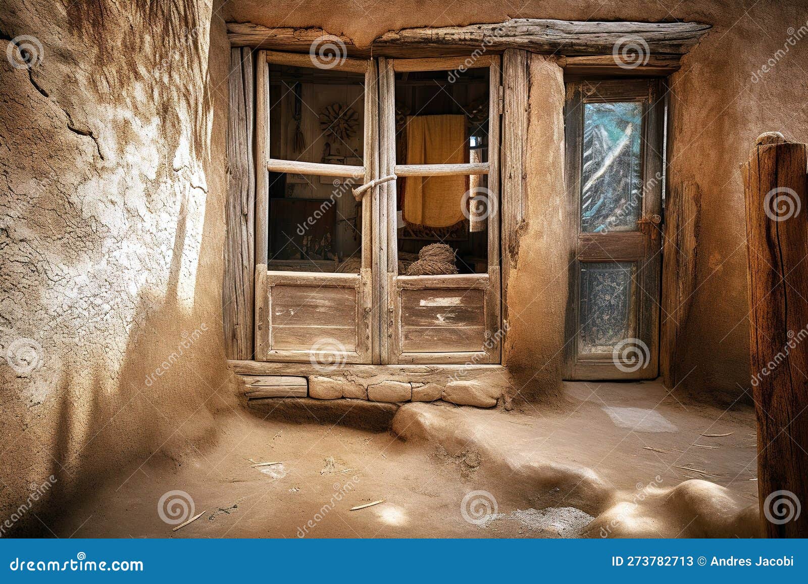 Old Adobe House Window. Close Up Shot Stock Illustration - Illustration ...