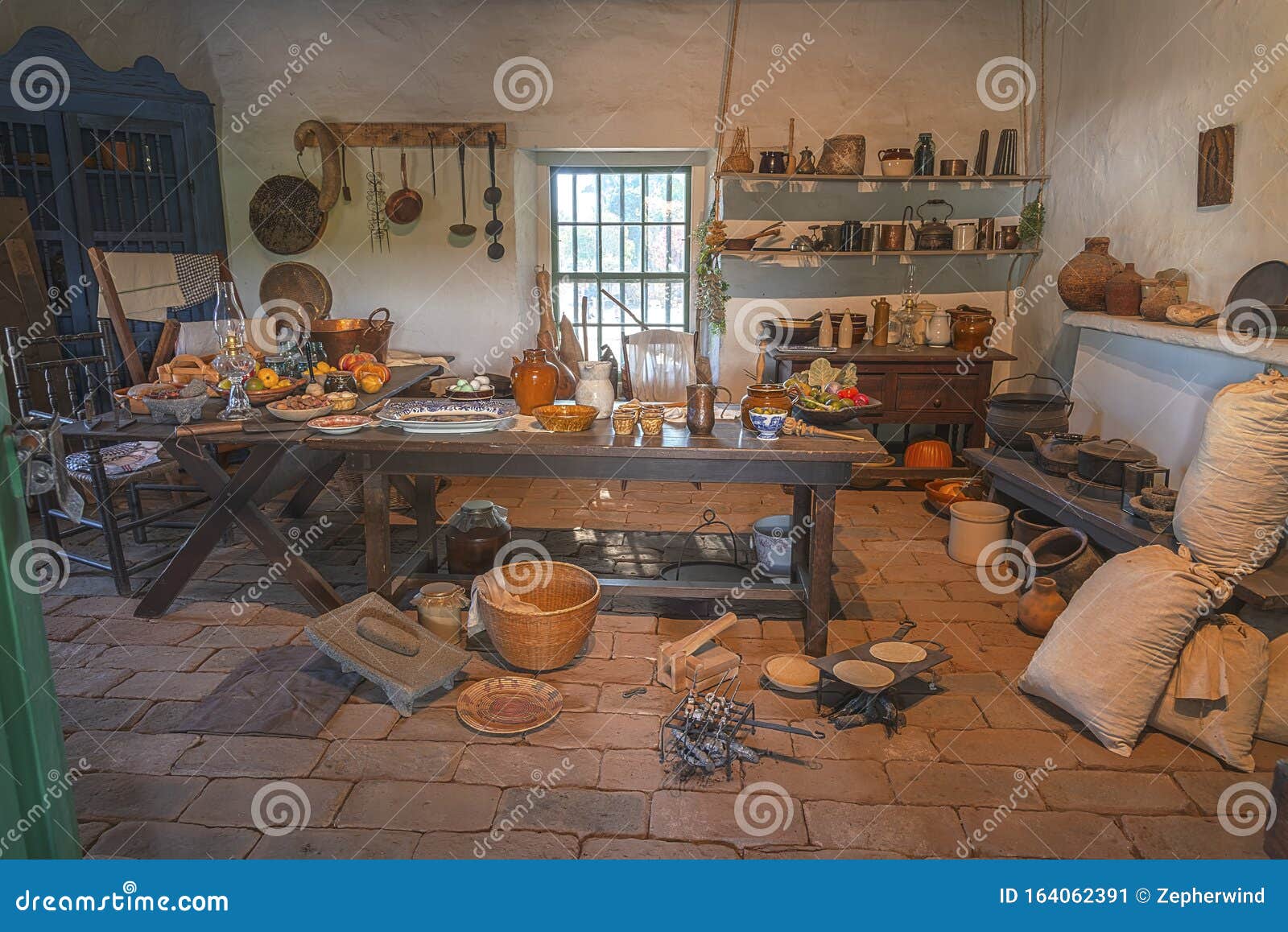 Old adobe kitchen stock image. Image of implements, shelves - 164062391