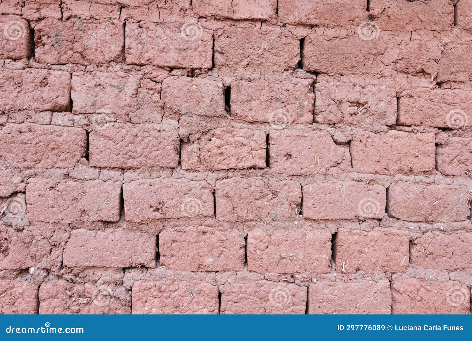 Old Adobe Mud Brick Wall in Frontal View Stock Image - Image of retro ...