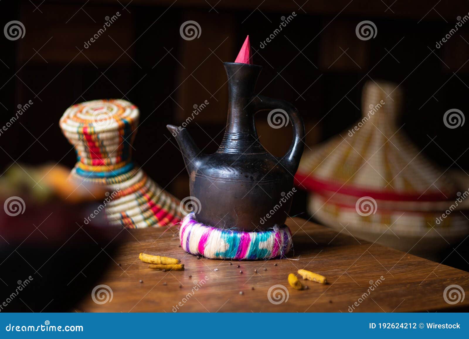 Old African Style Iron Pitcher on the Table Stock Photo - Image of ...