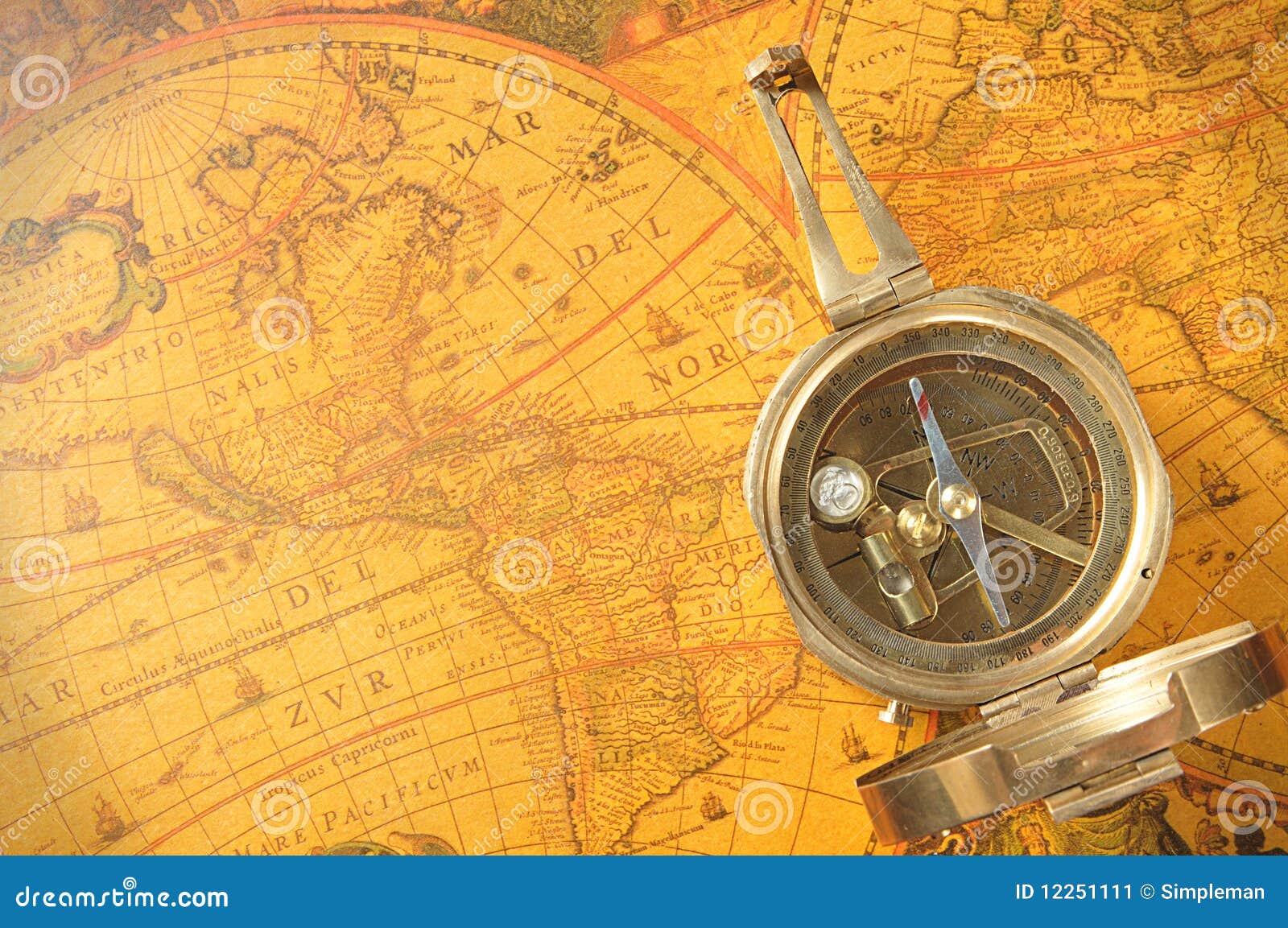 Old-age compass stock image. Image of copper, still, topography - 12251111