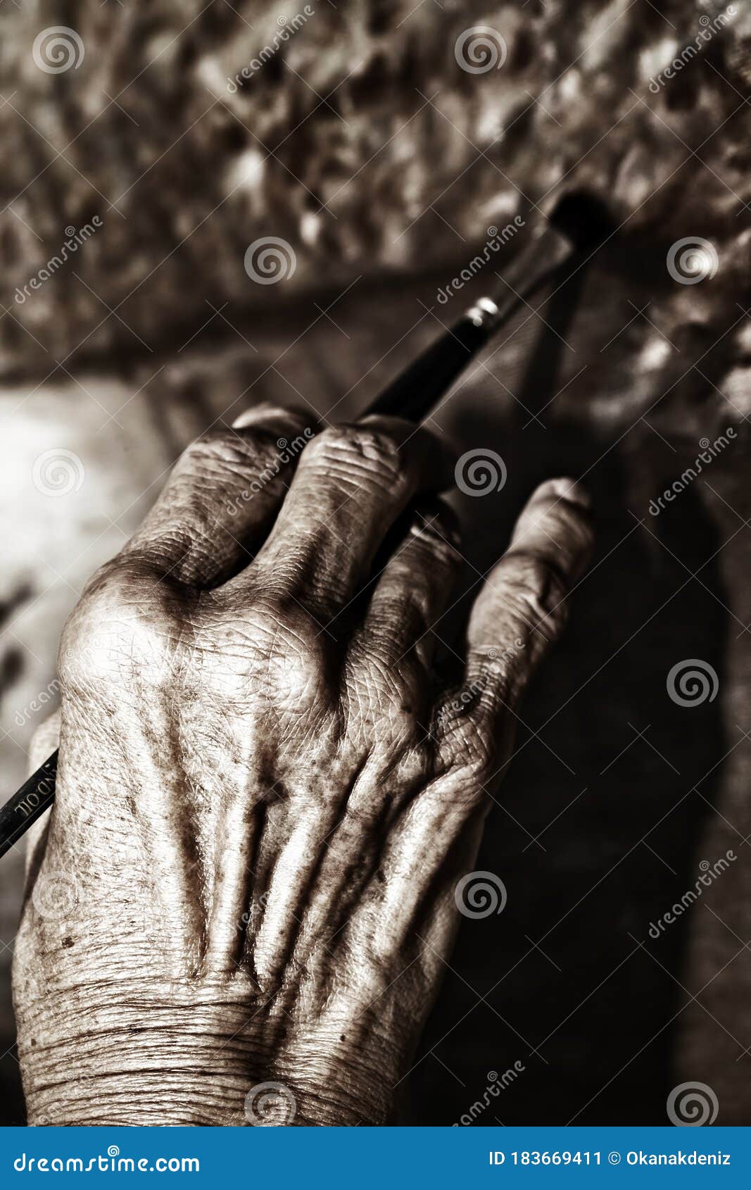 Old Age Hands Painting stock image. Image of brown, artwork - 183669411