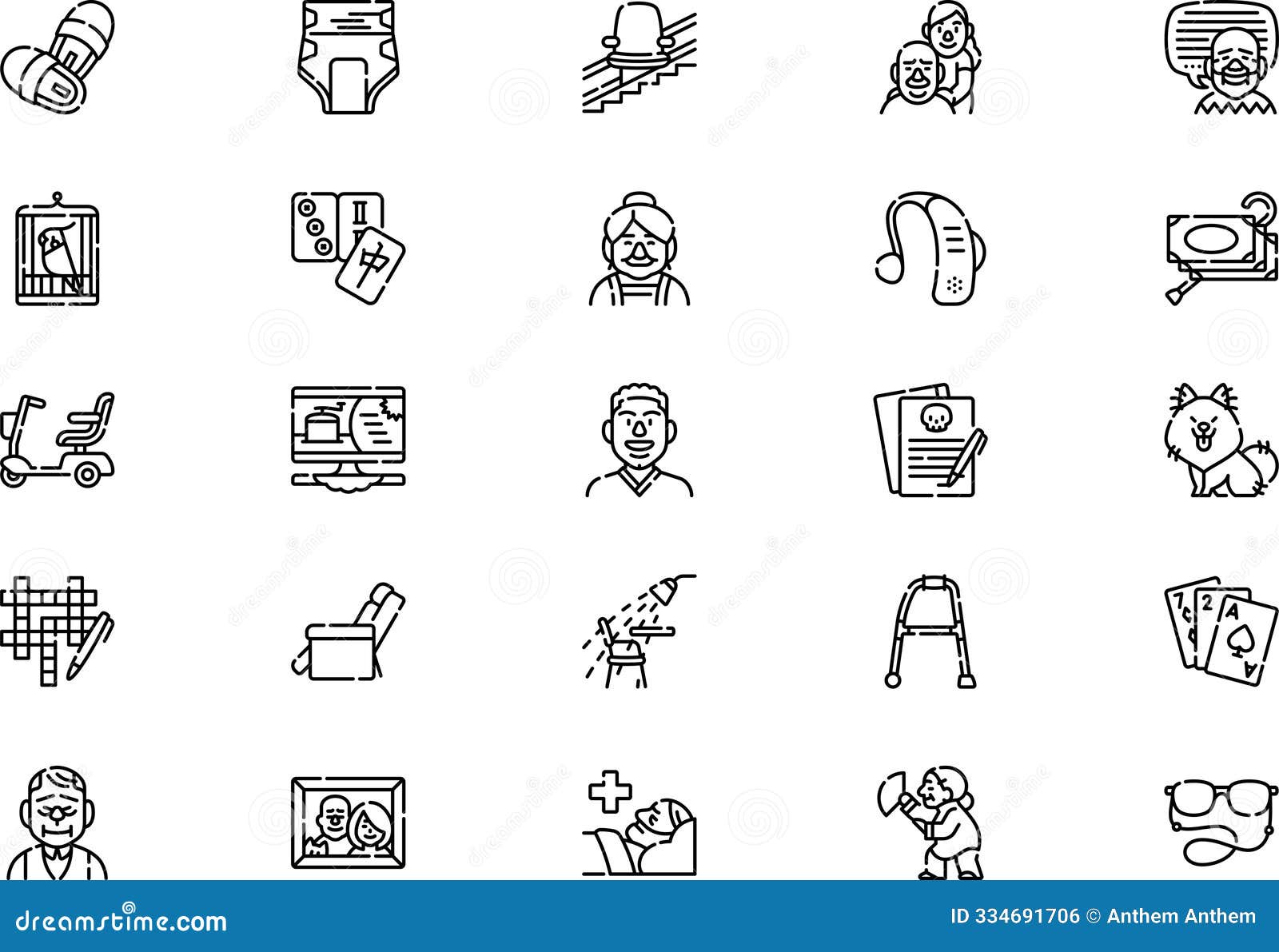 Old Age Icons Collection is a Vector Illustration with Editable Stroke ...