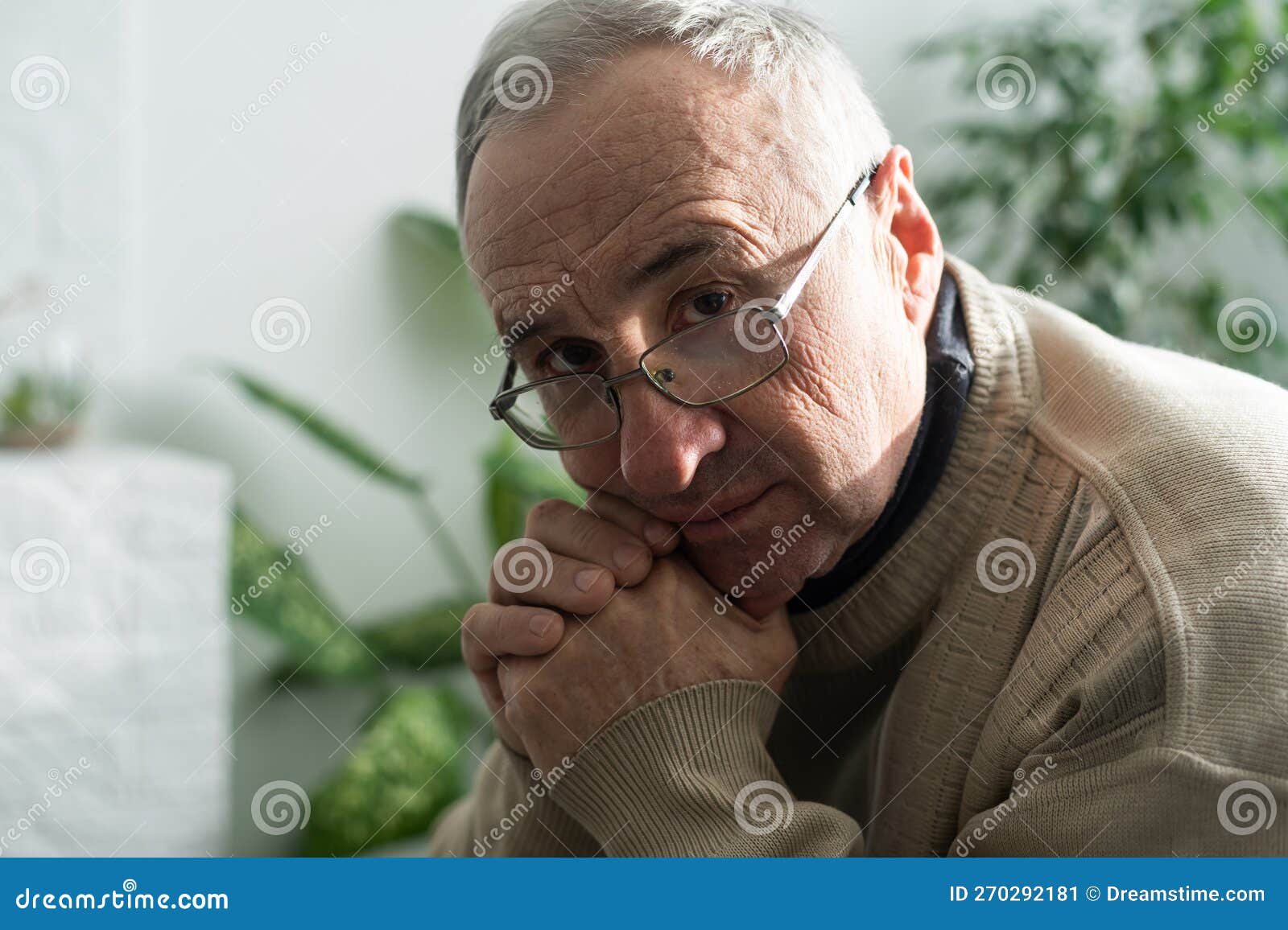 Old Age, Problem and People Concept - Close Up of Senior Man in Glasses ...