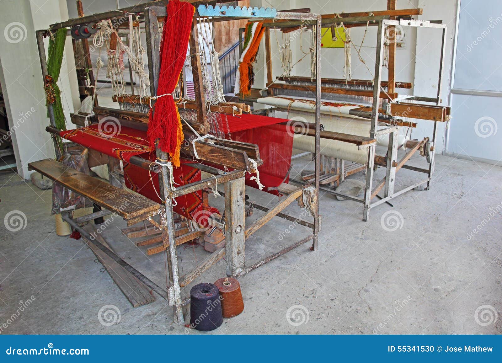 Old Age Weaving Hand Loom Machine From India Stock Photography ...