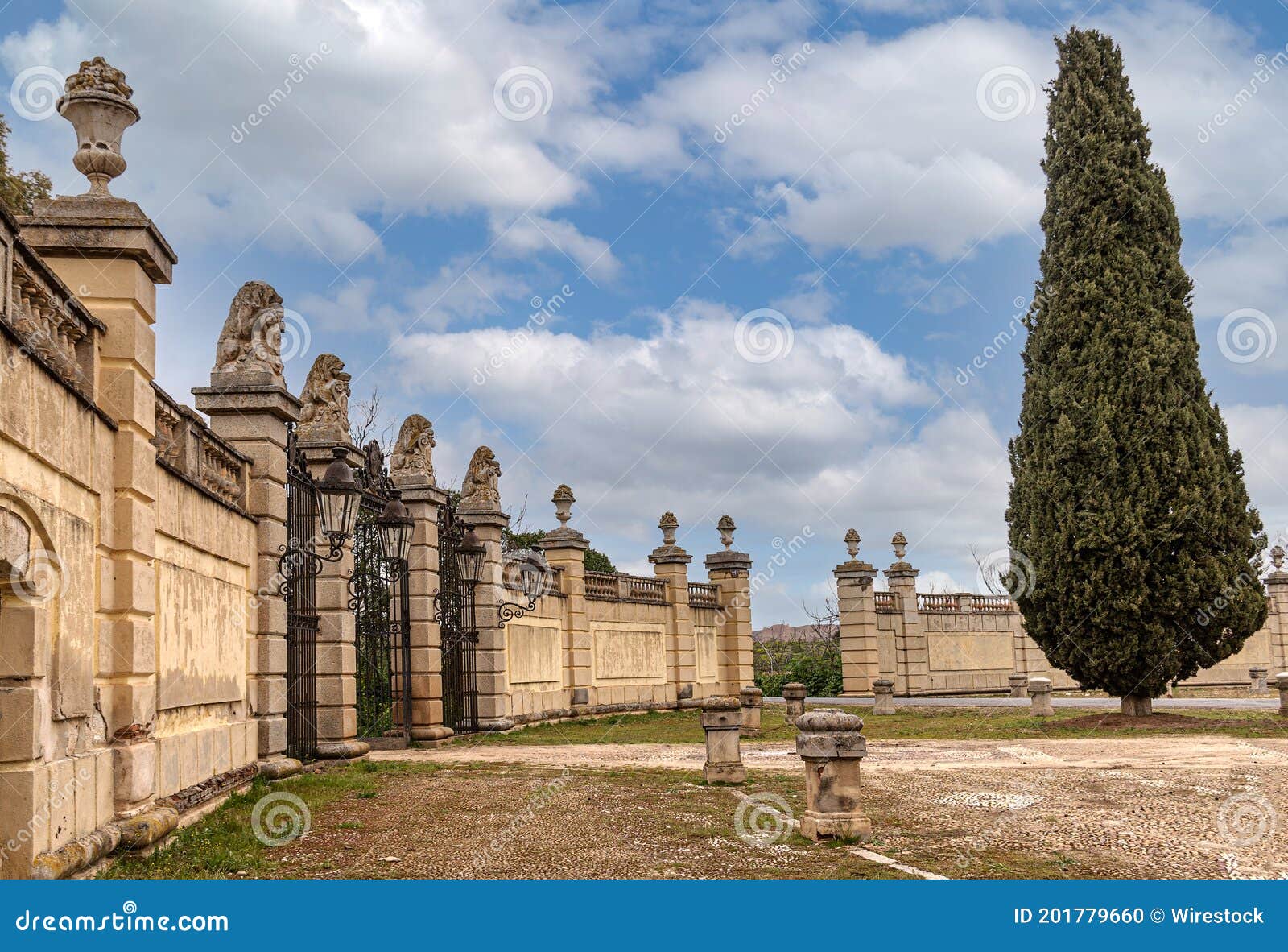 Old Aged Castle Stone Fence Under the Cloudy Sky Stock Photo - Image of ...
