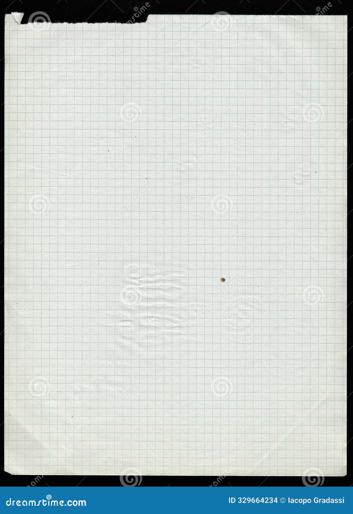 Old Notebook Page with Square Grid Pattern, Creased and Stained Stock ...
