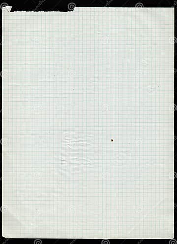 Old Notebook Page with Square Grid Pattern, Creased and Stained Stock ...
