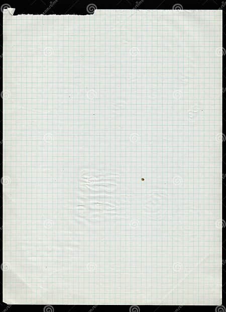 Old Notebook Page with Square Grid Pattern, Creased and Stained Stock ...