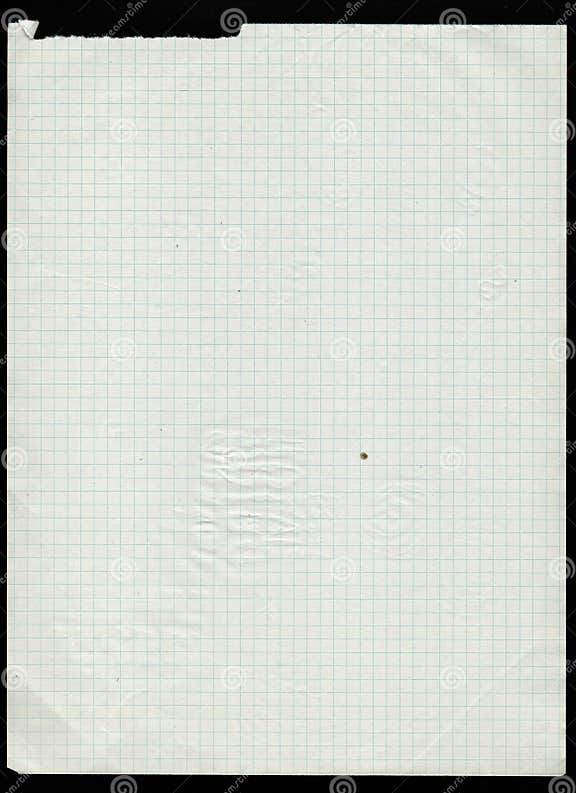 Old Notebook Page with Square Grid Pattern, Creased and Stained Stock ...