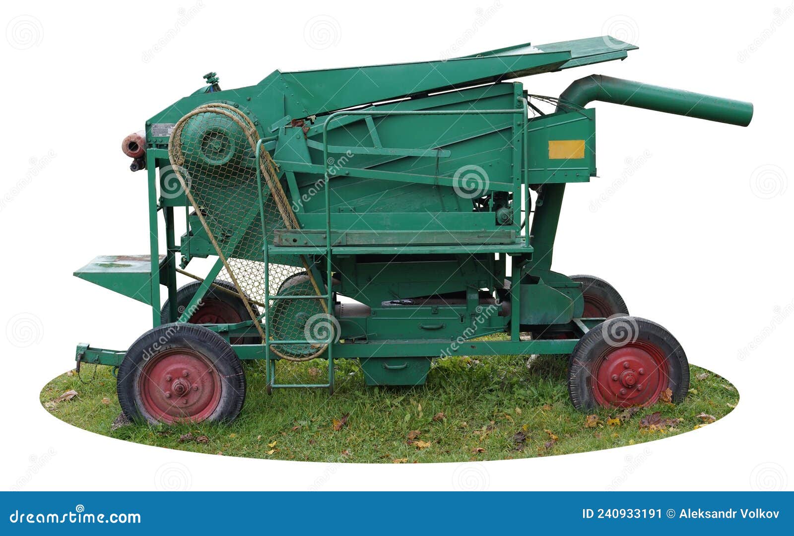 Old Aged Rustic Machinery Painted in Green Isolated Stock Image - Image ...