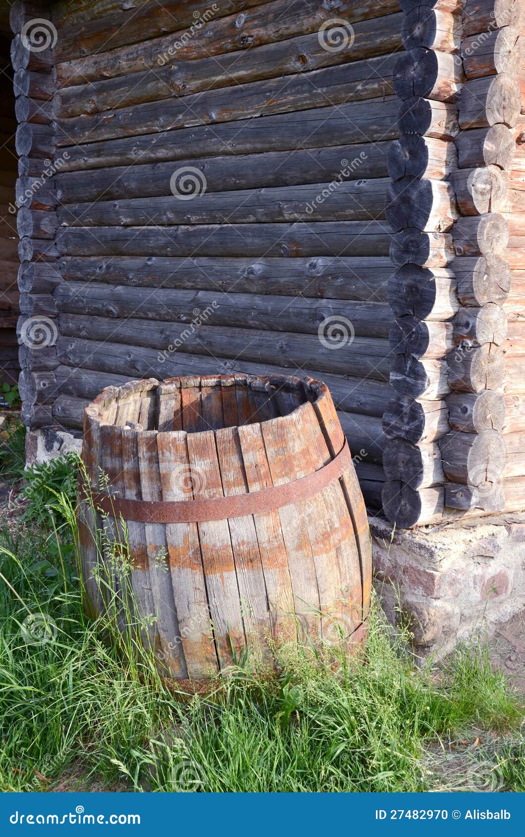 Old Aged Wooden Barrel Near Barn Stock Photo - Image of barn ...