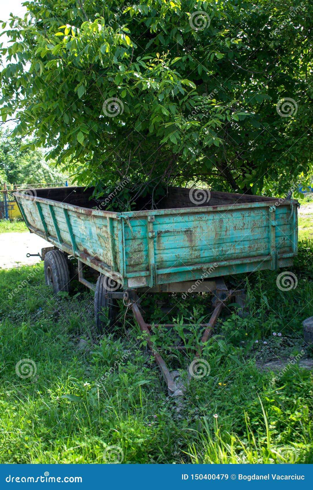 An Old Agricultural Trailer Stock Image - Image of destroyed, transport ...