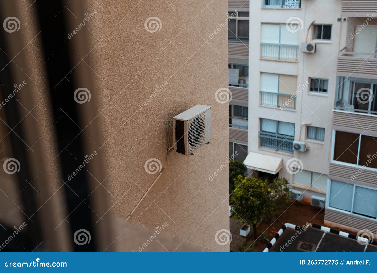 Old Air Conditioner, Exterior Compressor Fixed on Facade. Split System ...