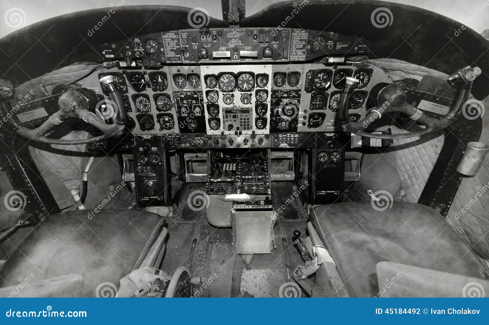 Old airplane cockpit stock photo. Image of board, retro - 45184492