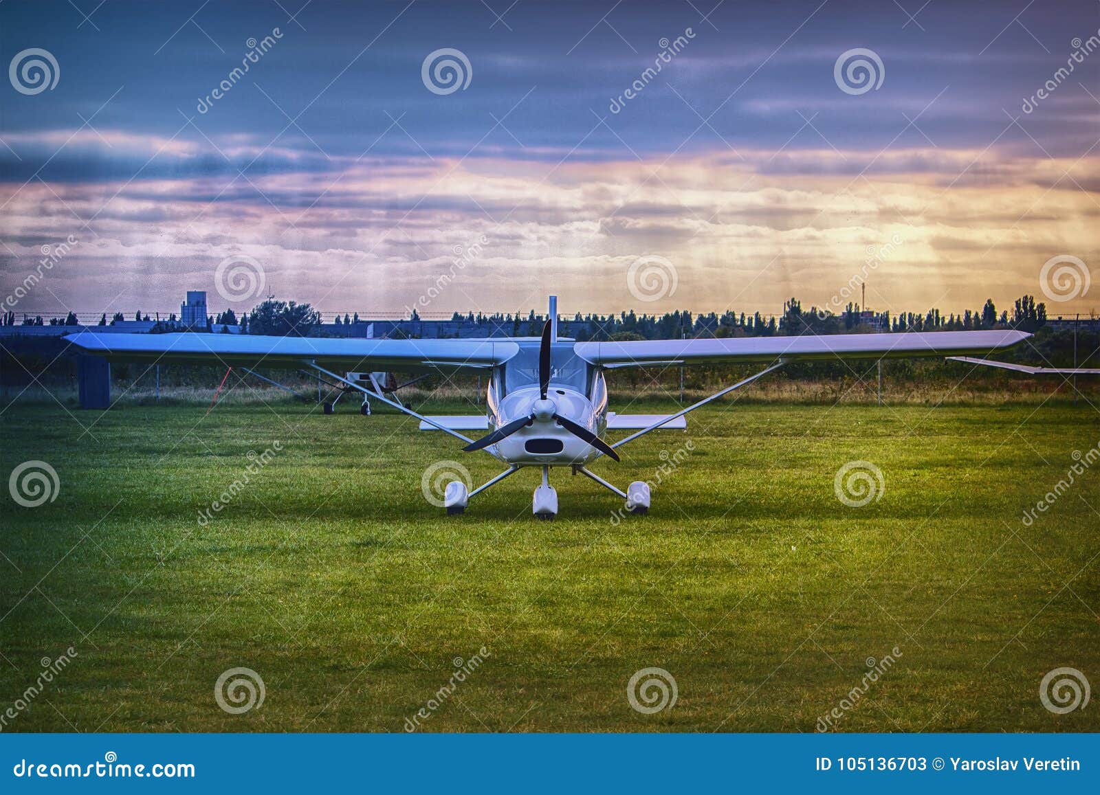 Old Airplane on a Field Ready To Take Off Stock Image - Image of front ...