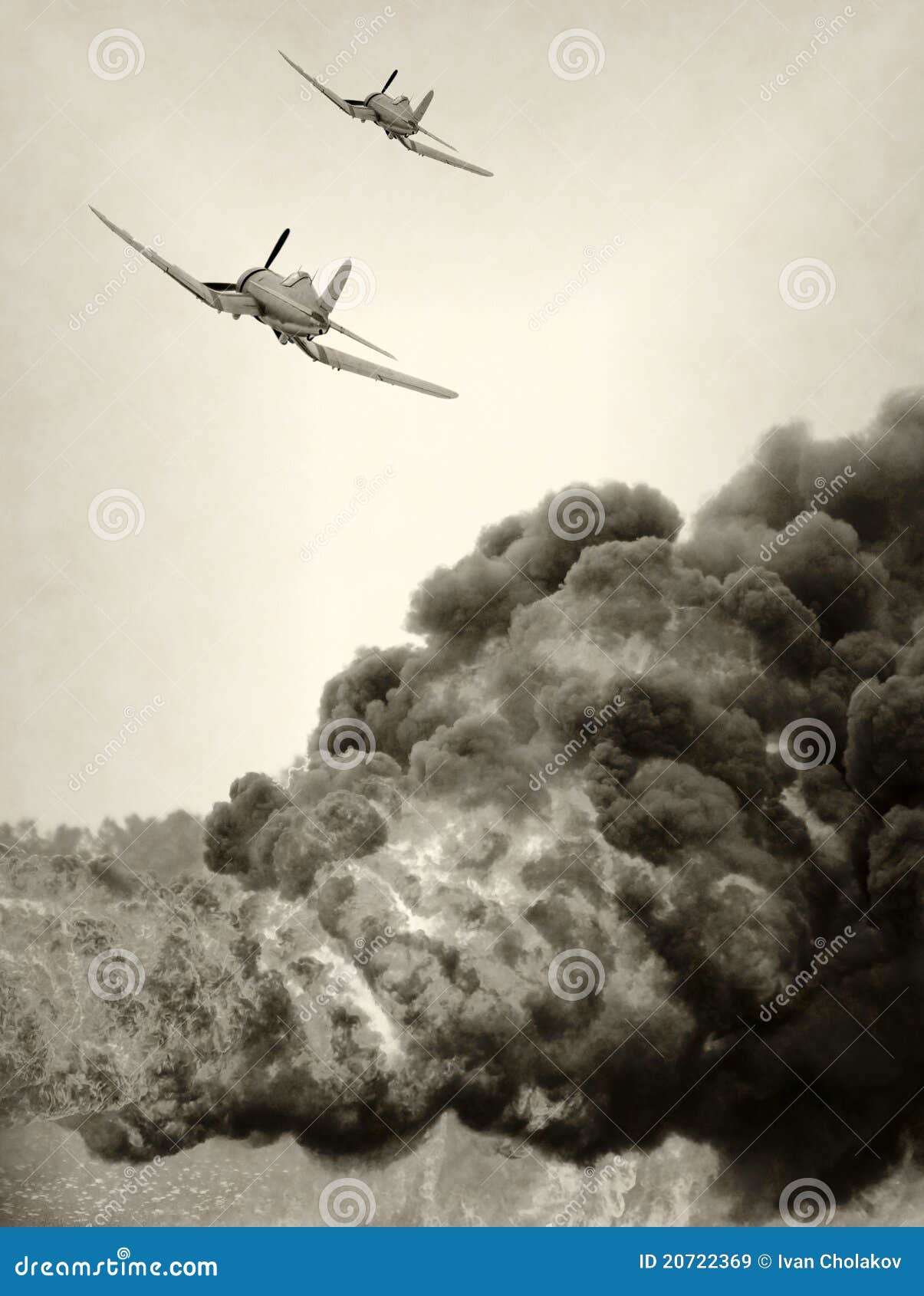 Old airplane in fight stock image. Image of bombardment - 20722369