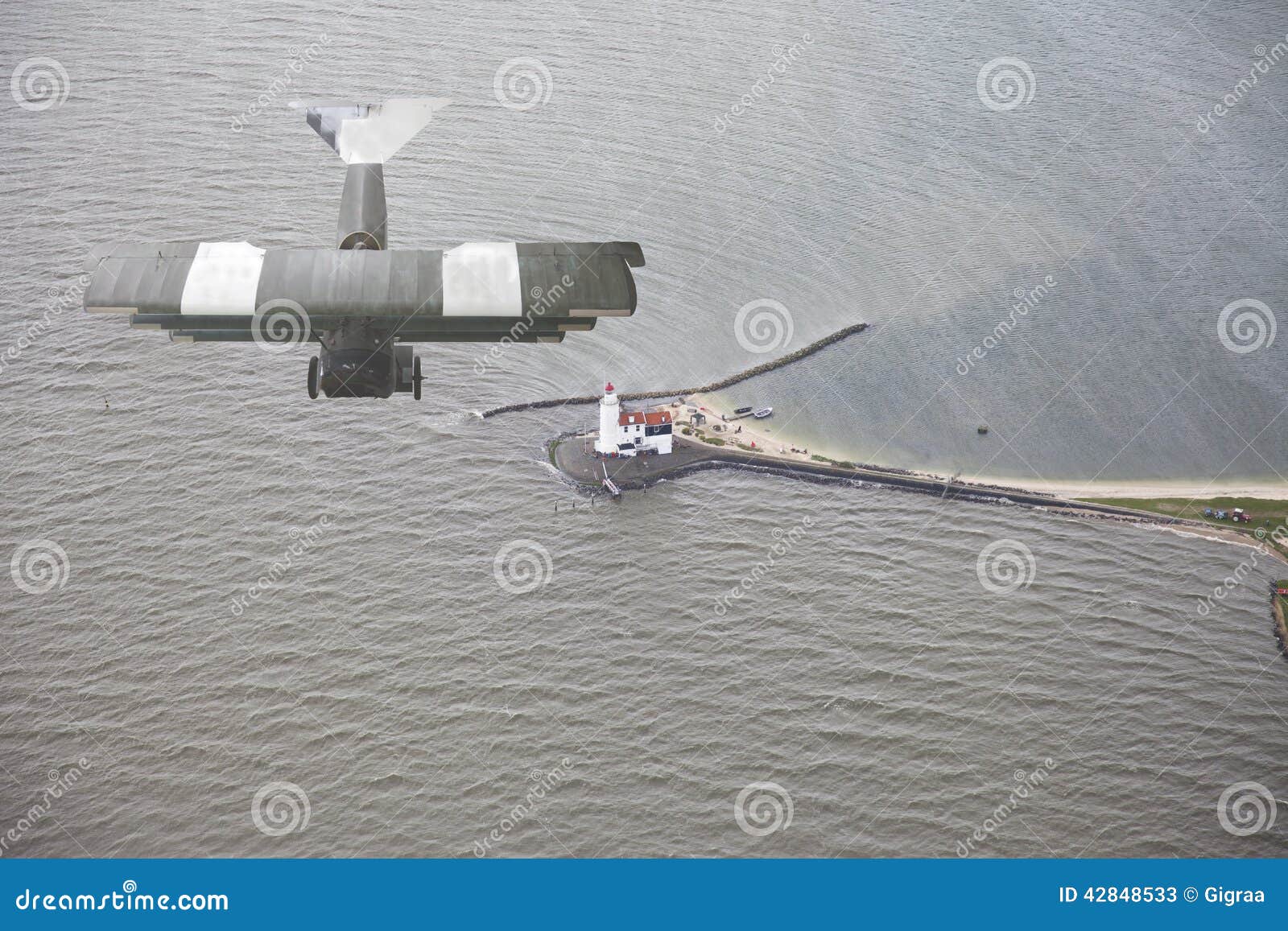 Old Airplane Flying Above Water Stock Image - Image of transport, plane ...