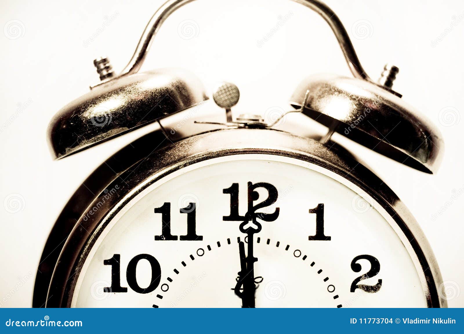 Old Alarm Clock Isolated, Vintage Style Stock Photo - Image of hour ...