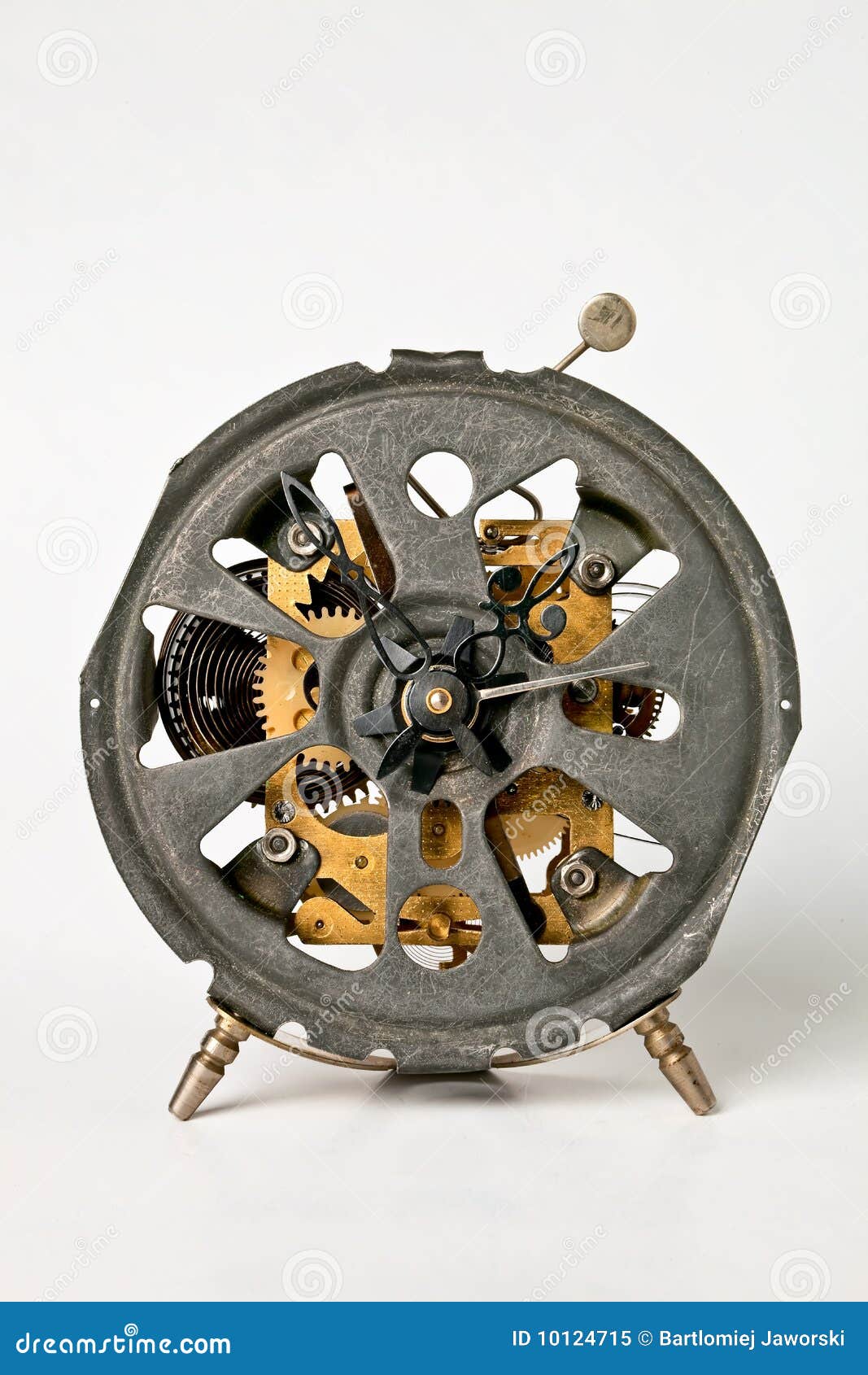 Old alarm clock mechanism. stock image. Image of antique - 10124715