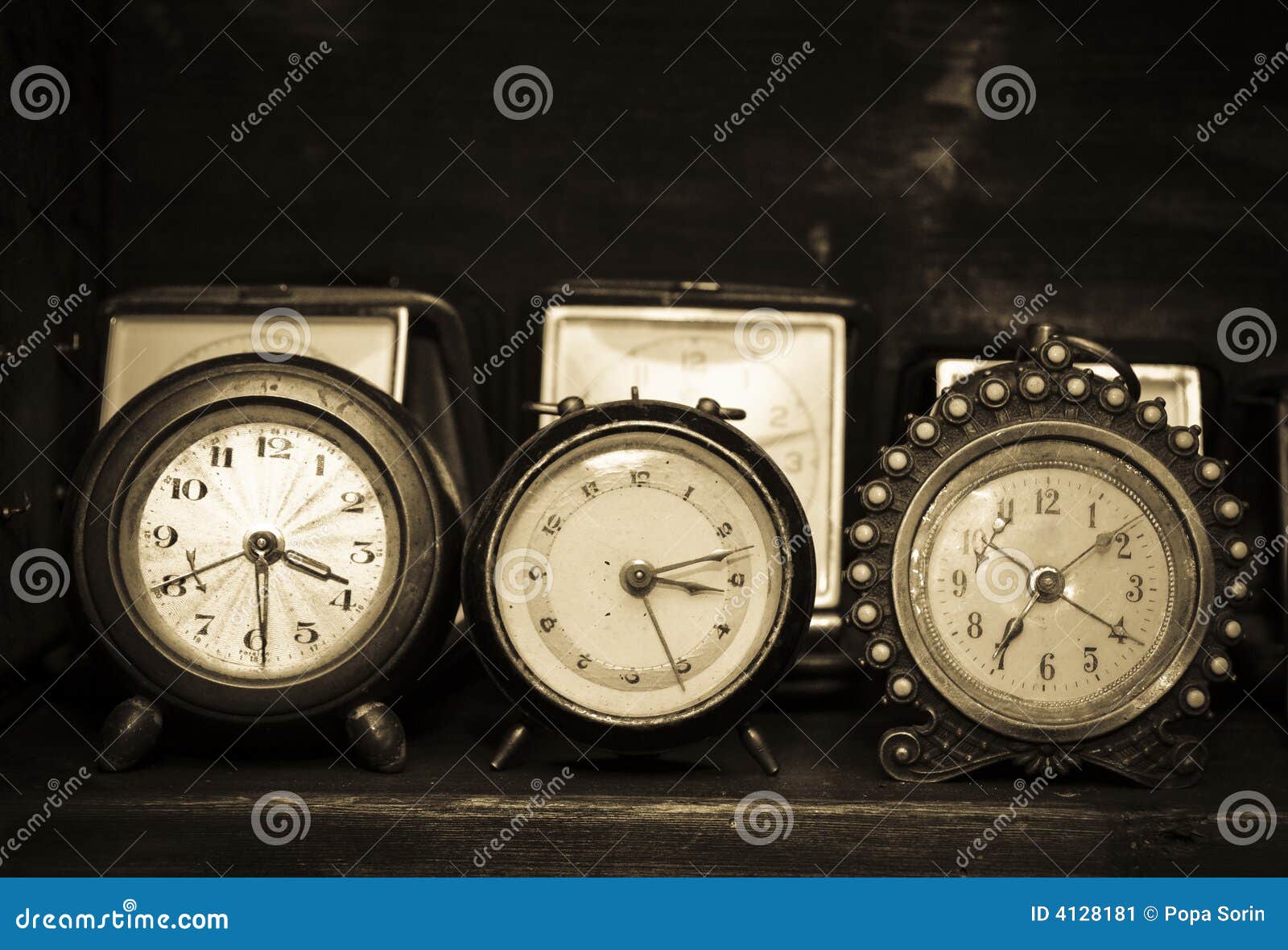 Old alarm clocks stock image. Image of vintage, antique - 4128181