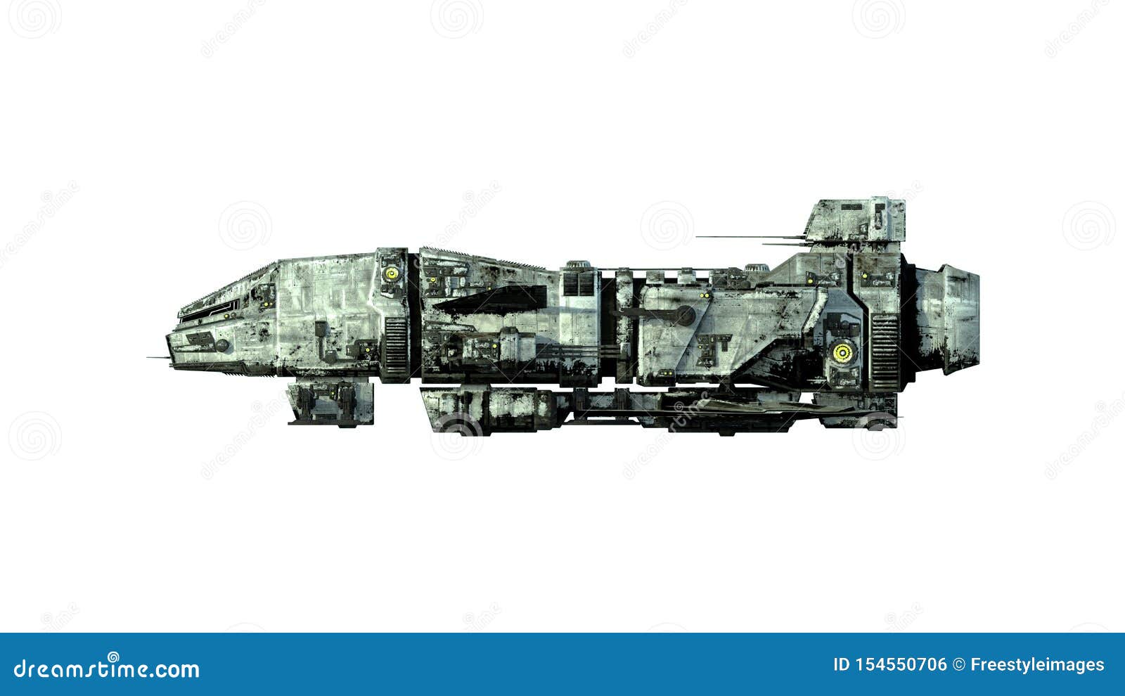 Old Alien Spaceship, UFO Spacecraft in Flight Isolated on White ...