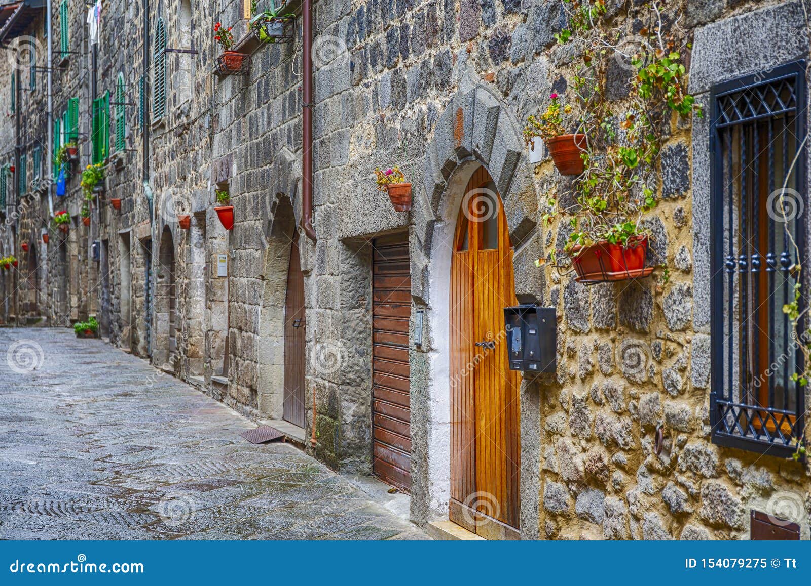 Old Alley with Doors To the Houses Stock Image - Image of picturesque ...