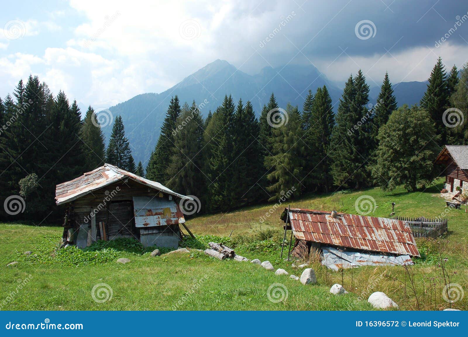 An old alpine farm. stock photo. Image of desolated, range - 16396572