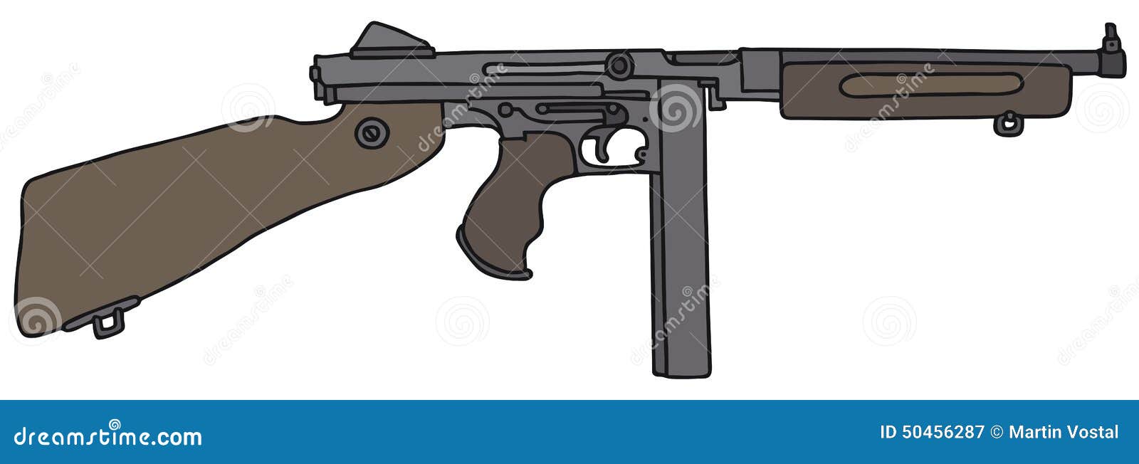 Old american automatic gun stock vector. Illustration of shield - 50456287