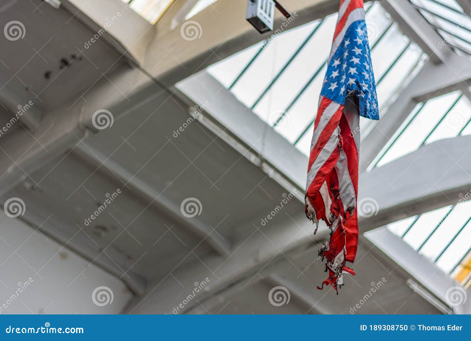 Old American Flag on the Ceiling Stock Photo - Image of oblivion ...