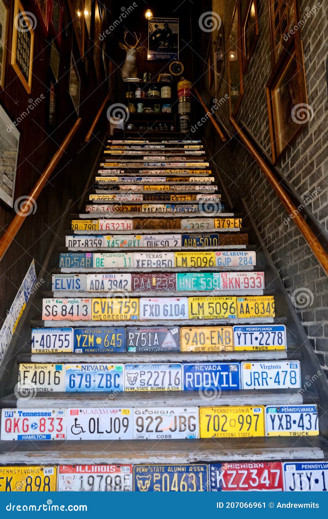 Collection Of License Plates With Vintage Gas Pumps Editorial Photo ...