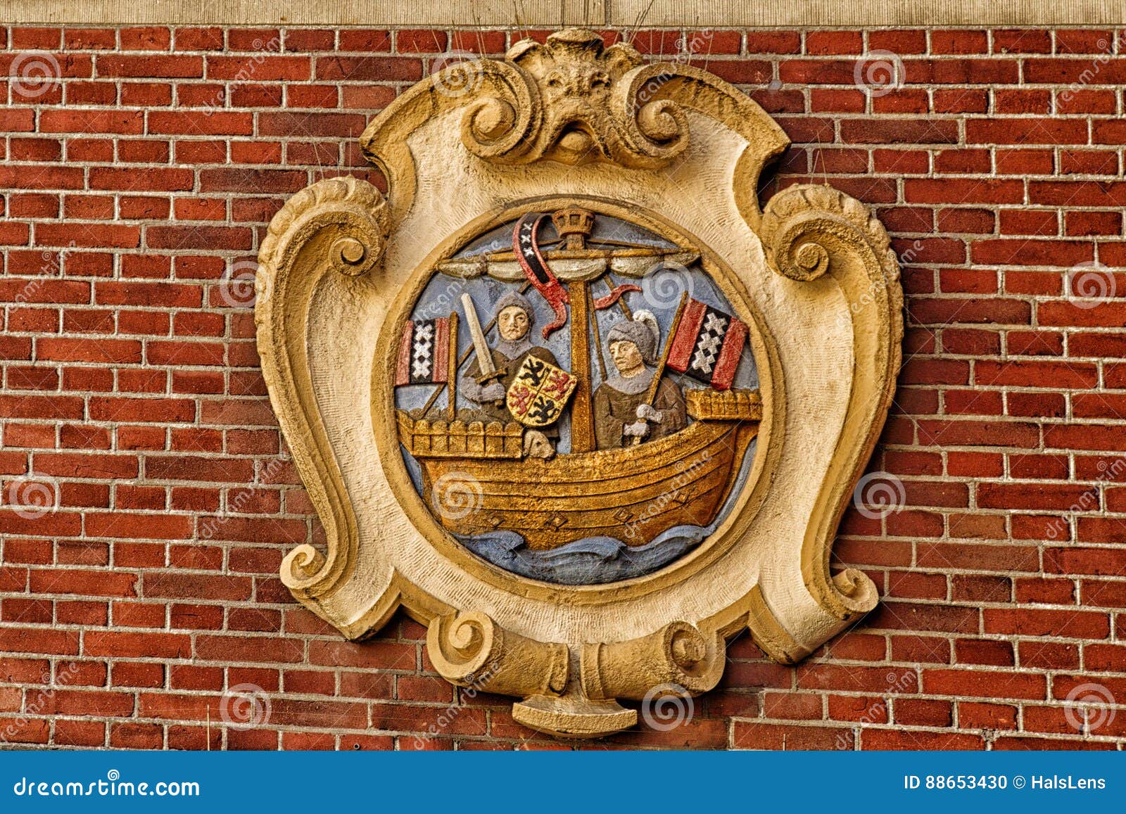 Old Amsterdam shield stock photo. Image of munttoren - 88653430