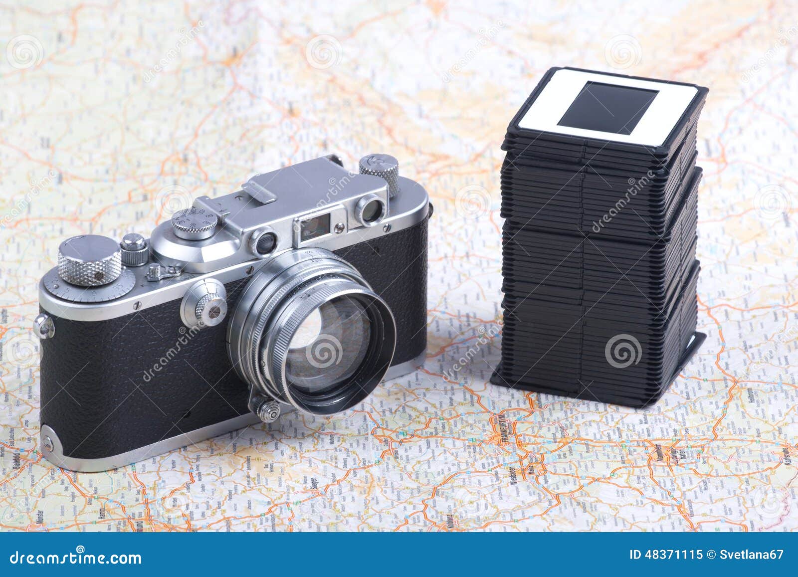 Old Analog Camera and Stack of Slides Stock Image - Image of isolated ...