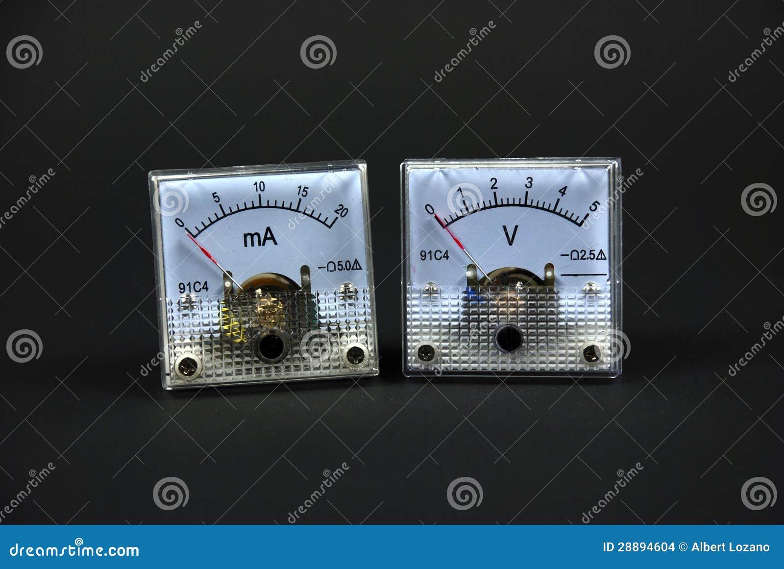 Old and Analog Current and Voltage Meters Stock Photo - Image of ...