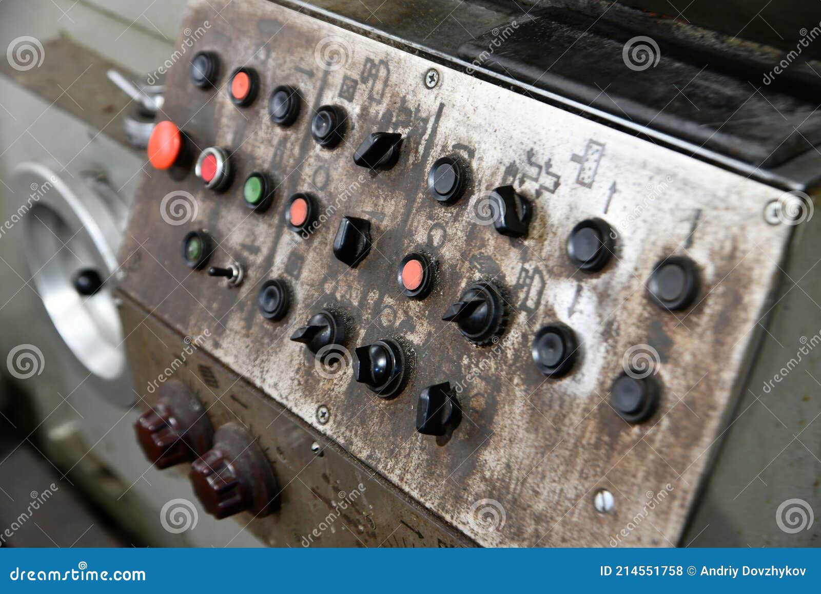 Old Analog Mechanical Control Panel of a Metalworking Machine in ...