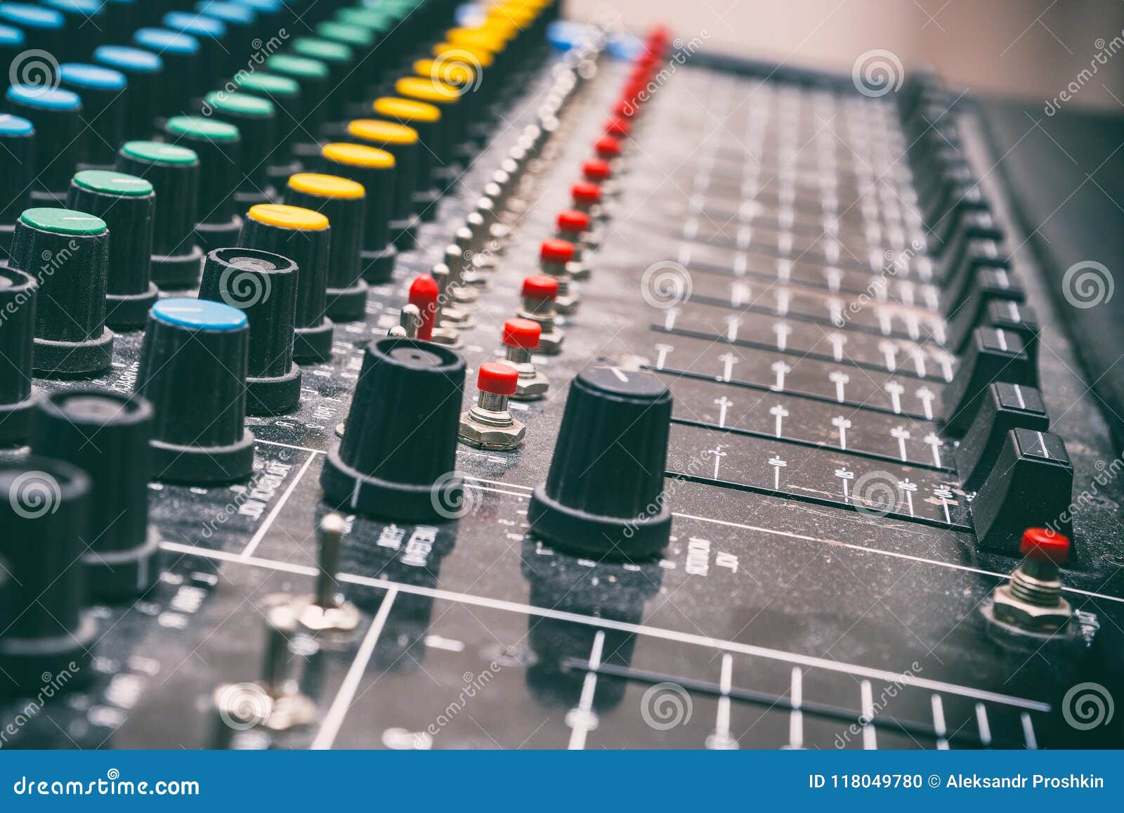 Old analog mixing console stock photo. Image of production - 118049780